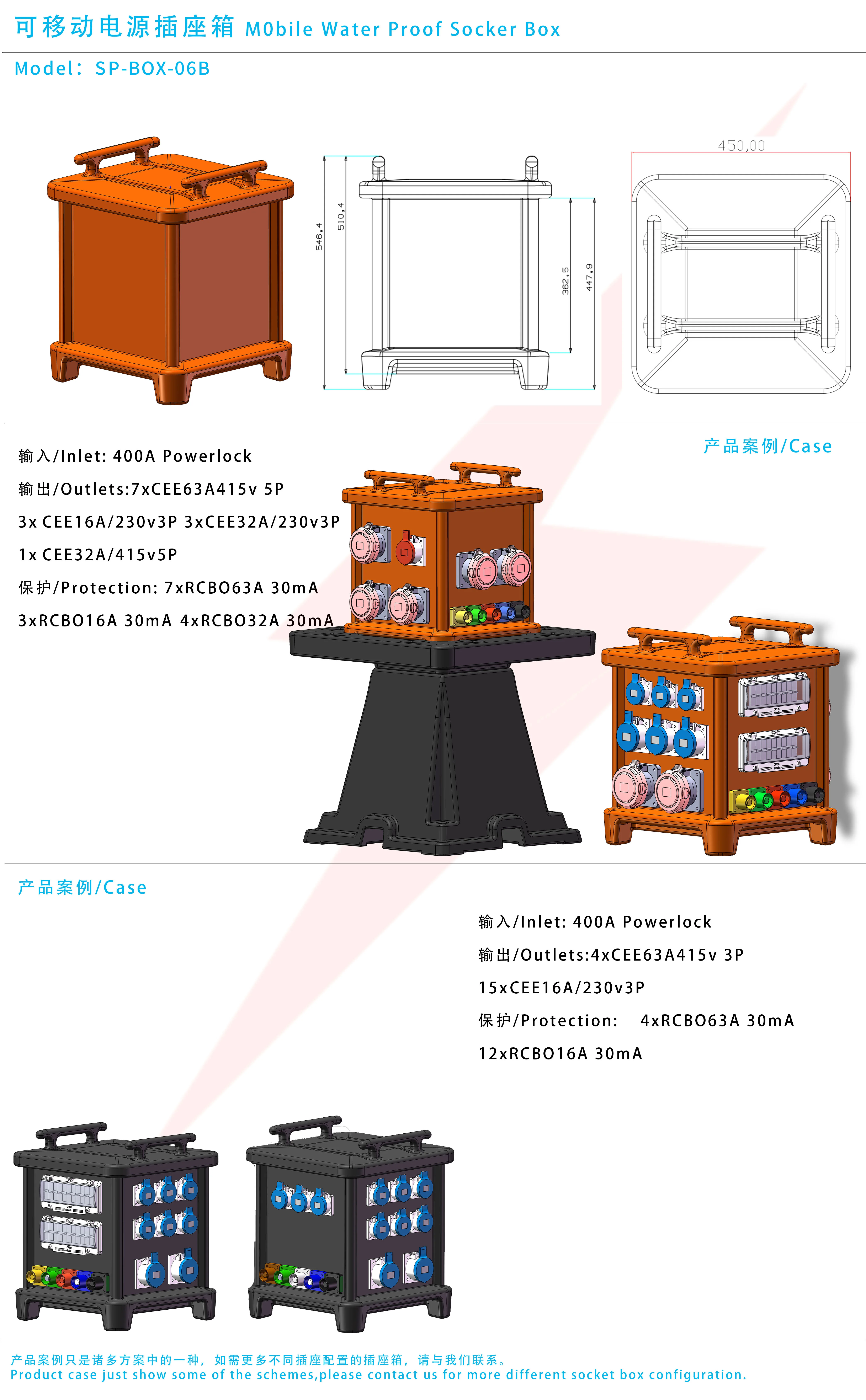 Outdoor Use 125 3 Phase Power Station Power Distribution Box Electric ...