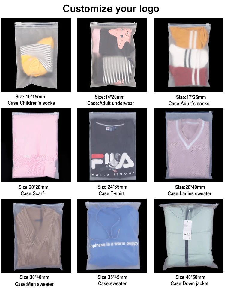 Custom Logo Reclosable Ziplock Storage Bags for Men's Clothing
