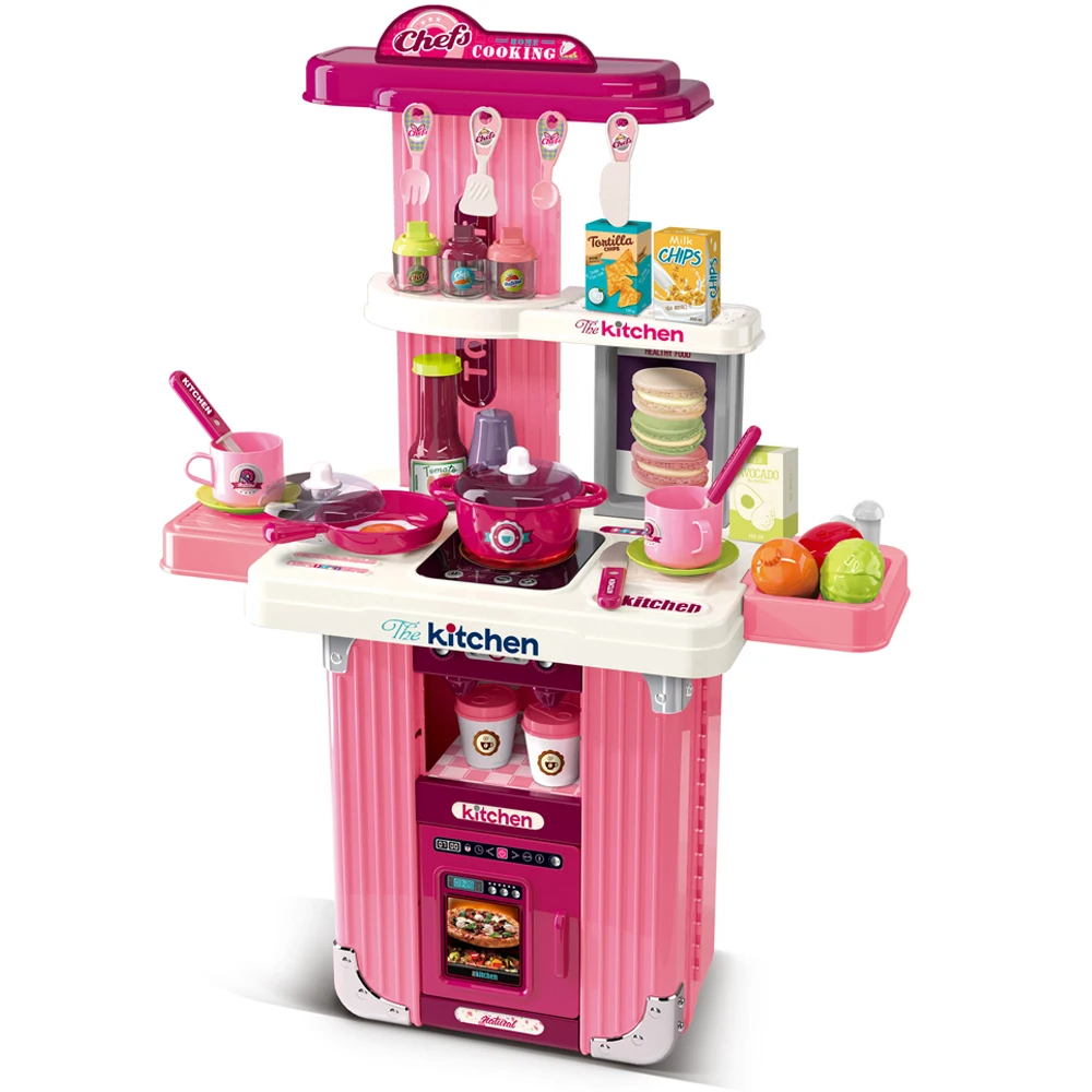 Pink Kitchen Play Set with LED Light and Sound - Fun for All Ages