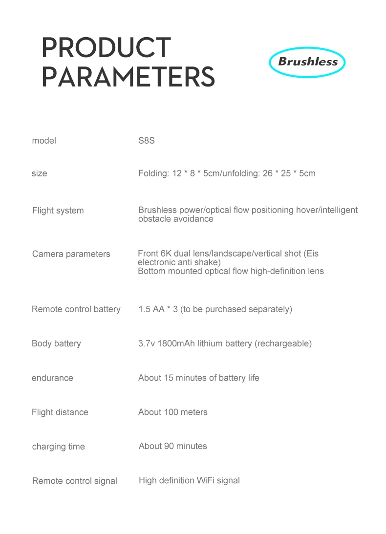 S8s Rc Drone 4k Mini 2.4g Wifi Optical Flow 3 Hd Camera Obstacle Avoidance Brushless Drone With ...