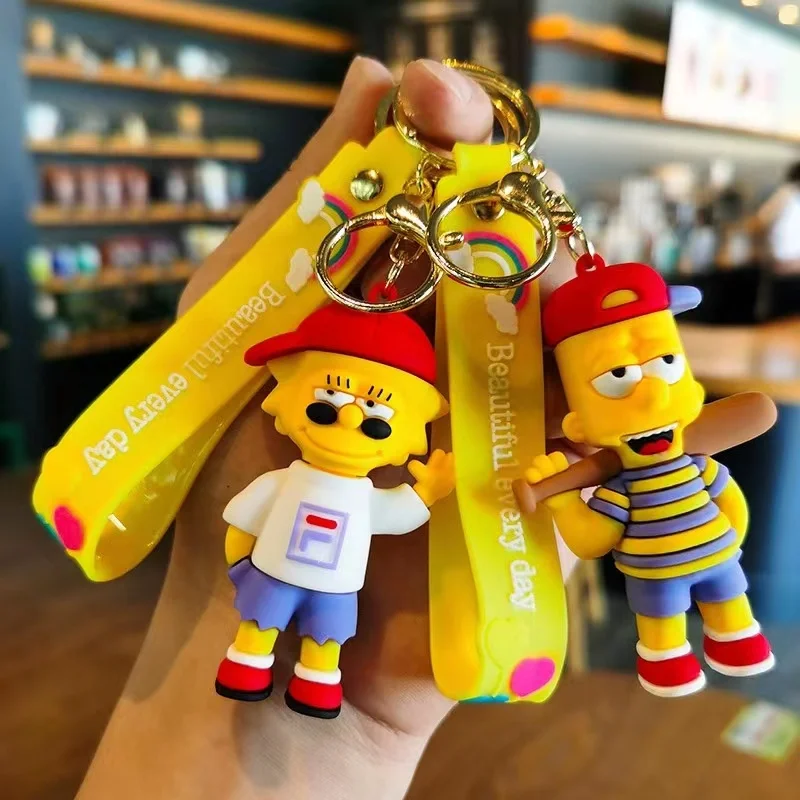 Cartoon Anime Simpsons Pendant Kawaii Keychains Holder Car Key Chain ...