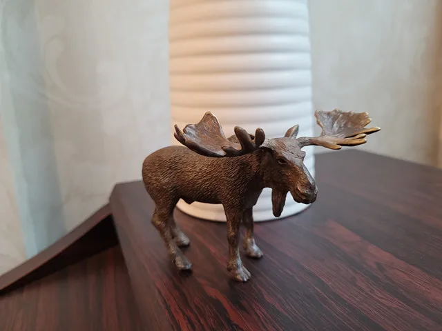 Copper Moose Sculpture Realistic Style Brass Decoration Home ...