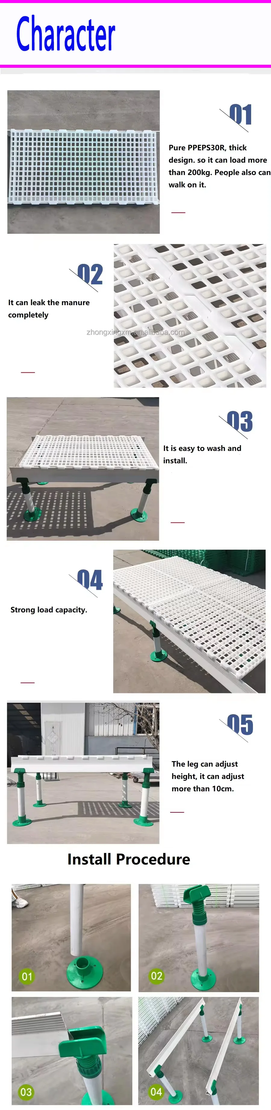100*50cm Chicken Floor Plastic Slatted Floor Egg Breeder Hens Slat ...