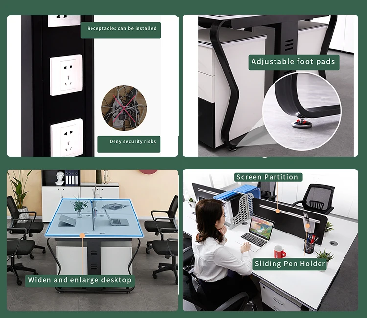Modern Steel Leg Small office Modular Workstations Design With Cabinets ...