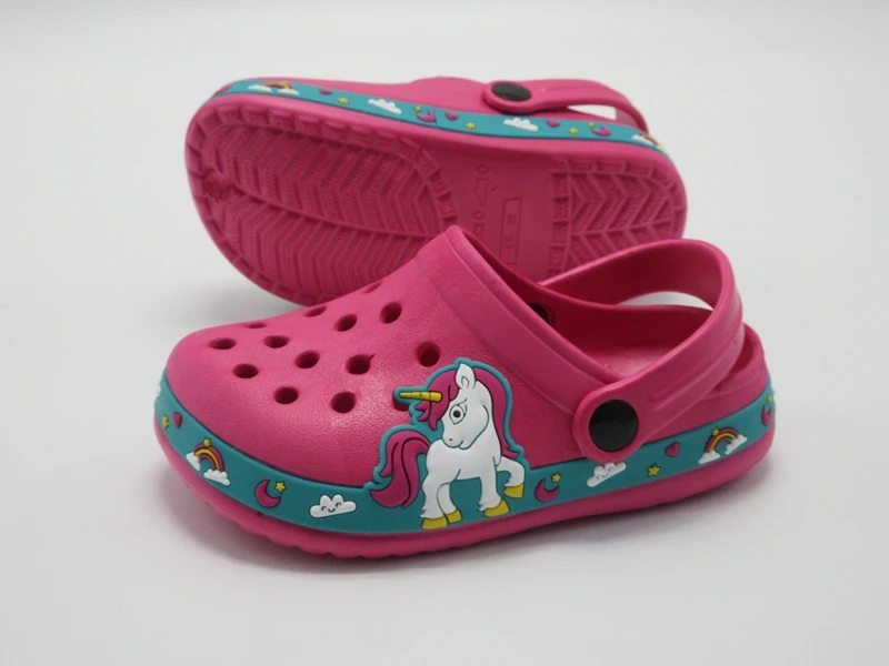 Cute Unicorn Design Kid Size EVA Clog Shoes with Rubber Patch Foxing ...