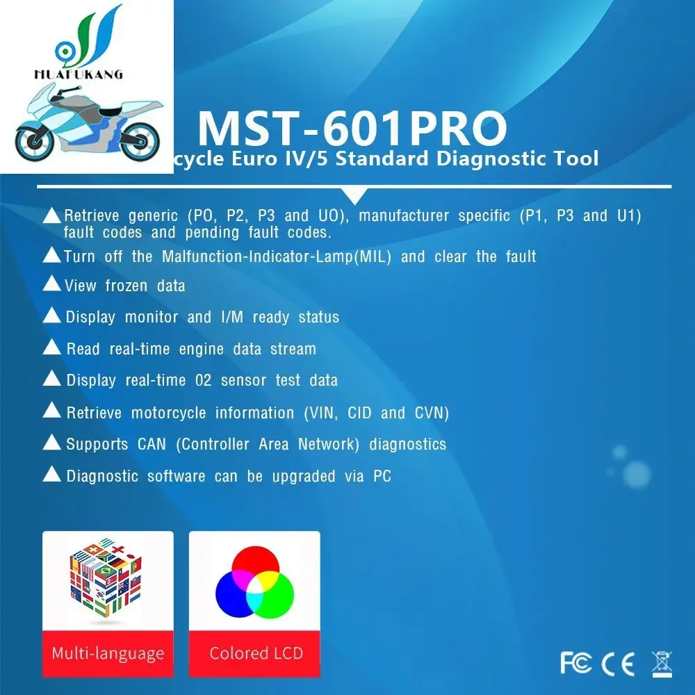 Motorcycle Scanner Mst-601pro Obd2 Code Reader Mst 601 Pro Obdii/eobd ...