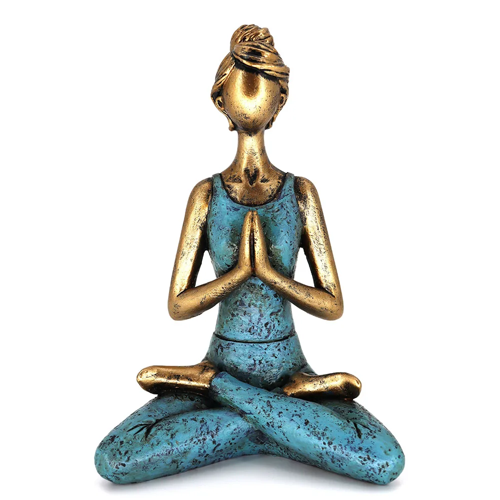 Yoga Pose Girl Figurine: Resin Sculpture for Home Decor