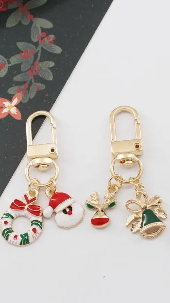 Santa Claus Elk Snowman Christmas Tree Keychain Cute Metal Cartoon Doll ...