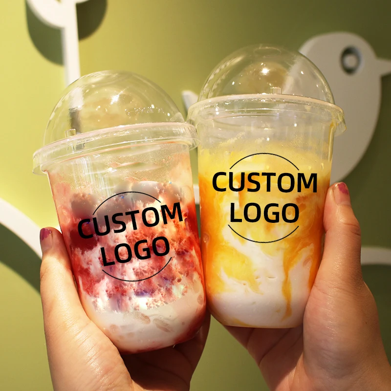 Custom Logo Clear Pet Cup Disposable Smoothie Boba Bubble Milk Tea ...