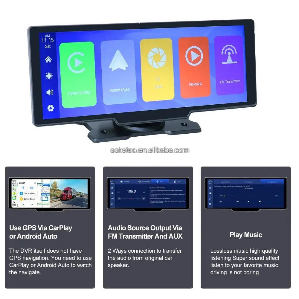 Universal Wireless Android Auto Touch Screen Dashcam Gps Navigation 4k ...