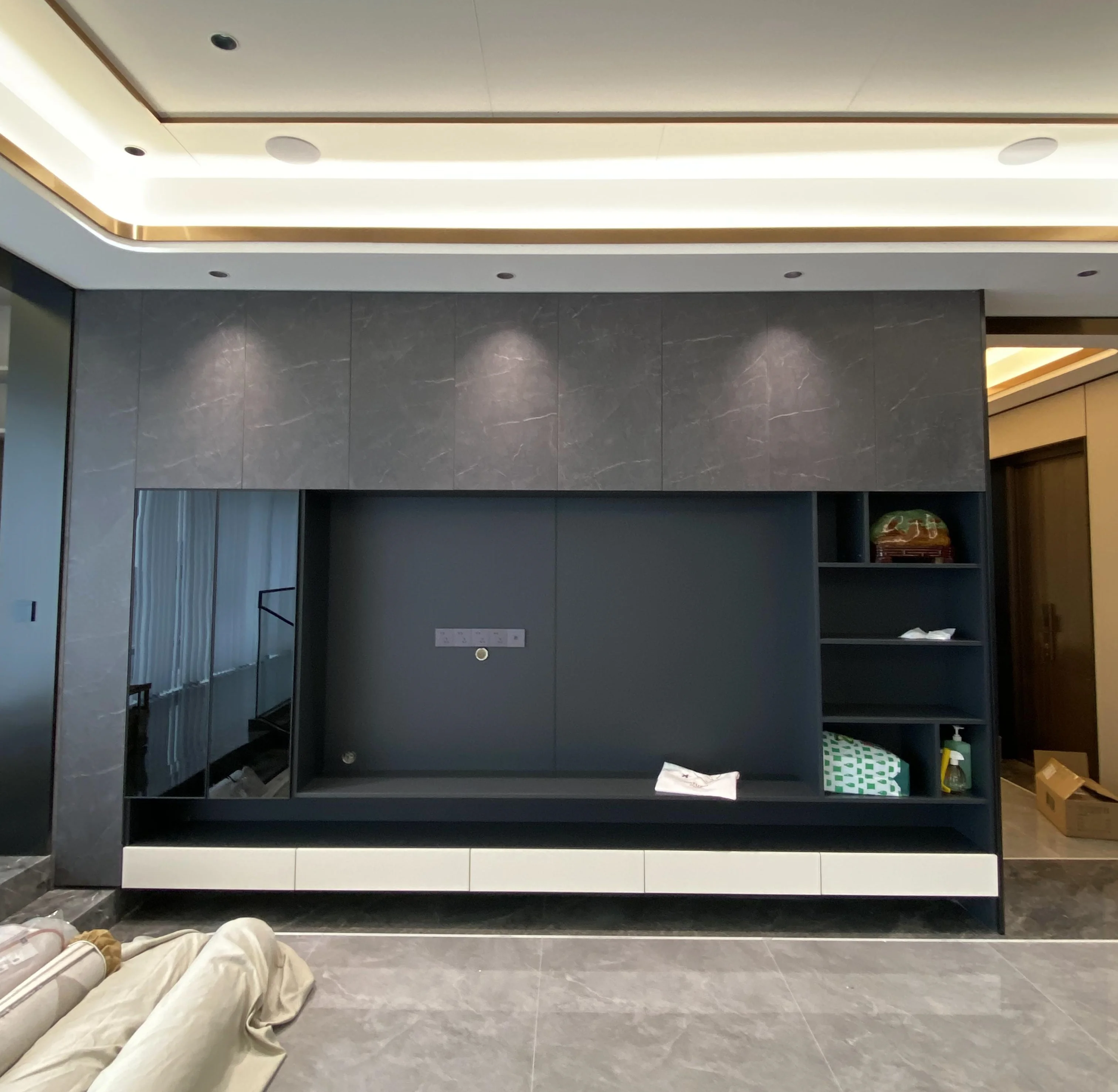 Aluminum Luxury Modern Design Stand Unit Wall Mounted Living Room Tv ...