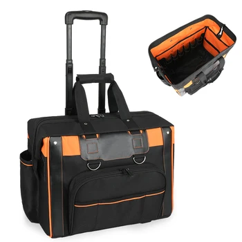 Portable Polyester Pull Rod Tote Trolly Tool Storage Bag With Wheels ...