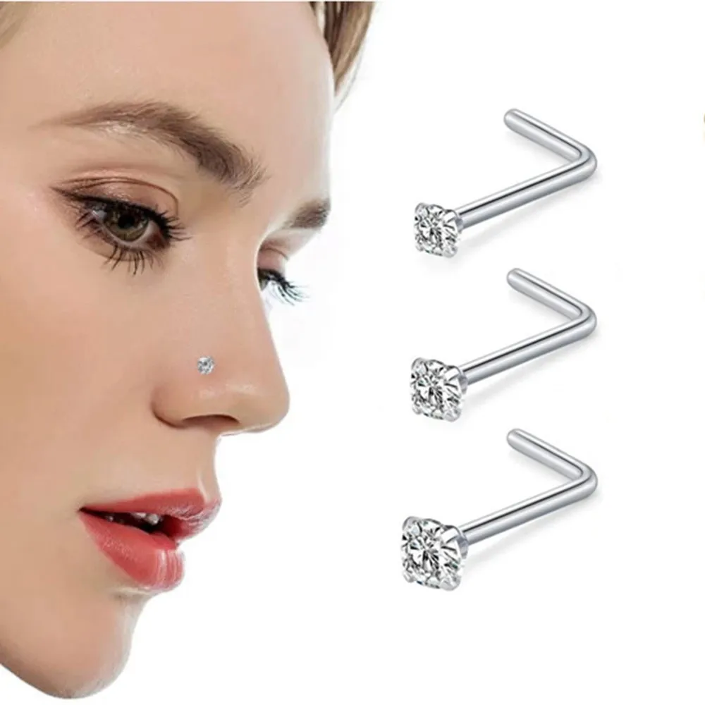 Medical Steel L Shape Septum Nose Pins Body Piercing Jewelry With ...