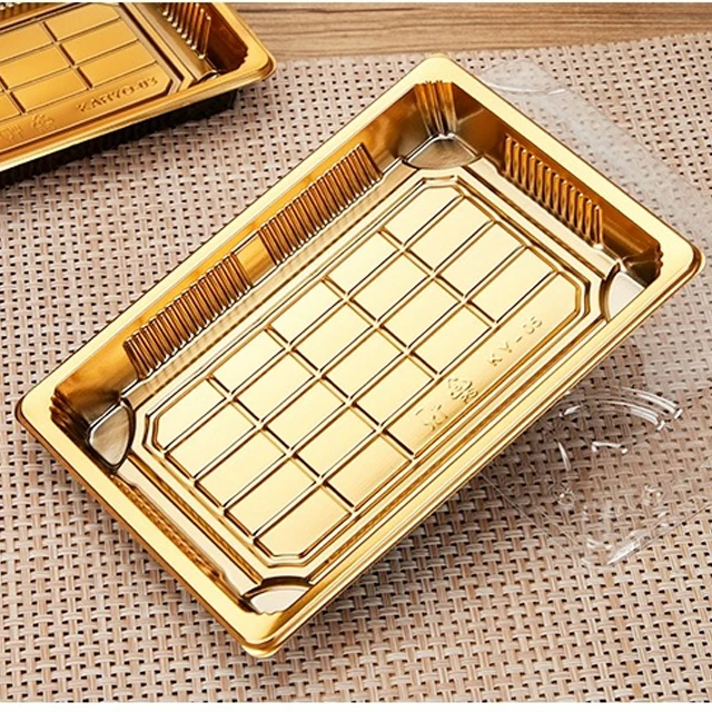 Gold Disposable Plastic Sushi Container Pet Food Grade Take Out Sashimi ...