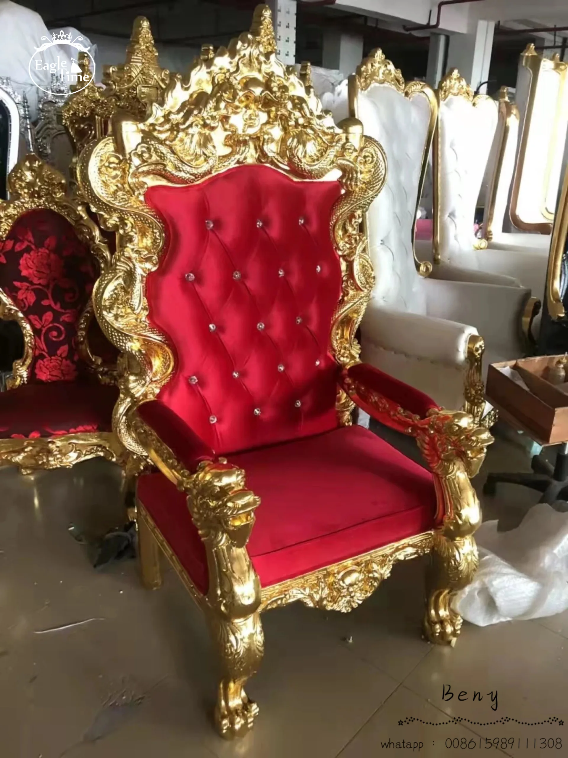 Light Luxury Royal Style King Throne With Armrests High Lean Wedding ...