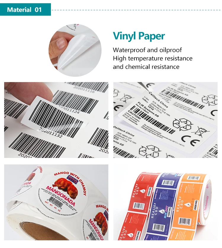 Custom Print Matte Silver Heat Resistant Barcode Sticker Labels Heat ...