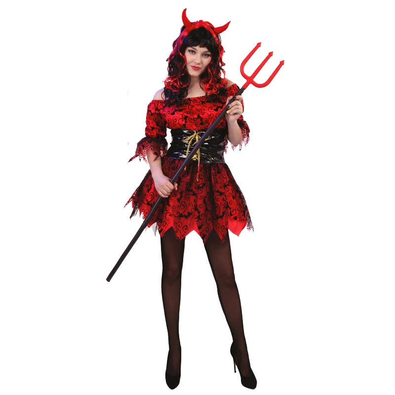 Ancient western Devil Costume Halloween Cosplay Party Dress Devil Girls ...