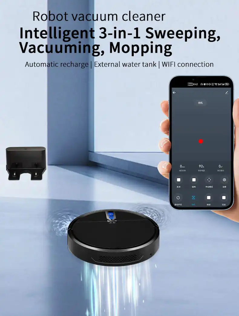 3 in 1 Smart Tuya APP Automatic Self Charging Electric Robot Vacuum ...