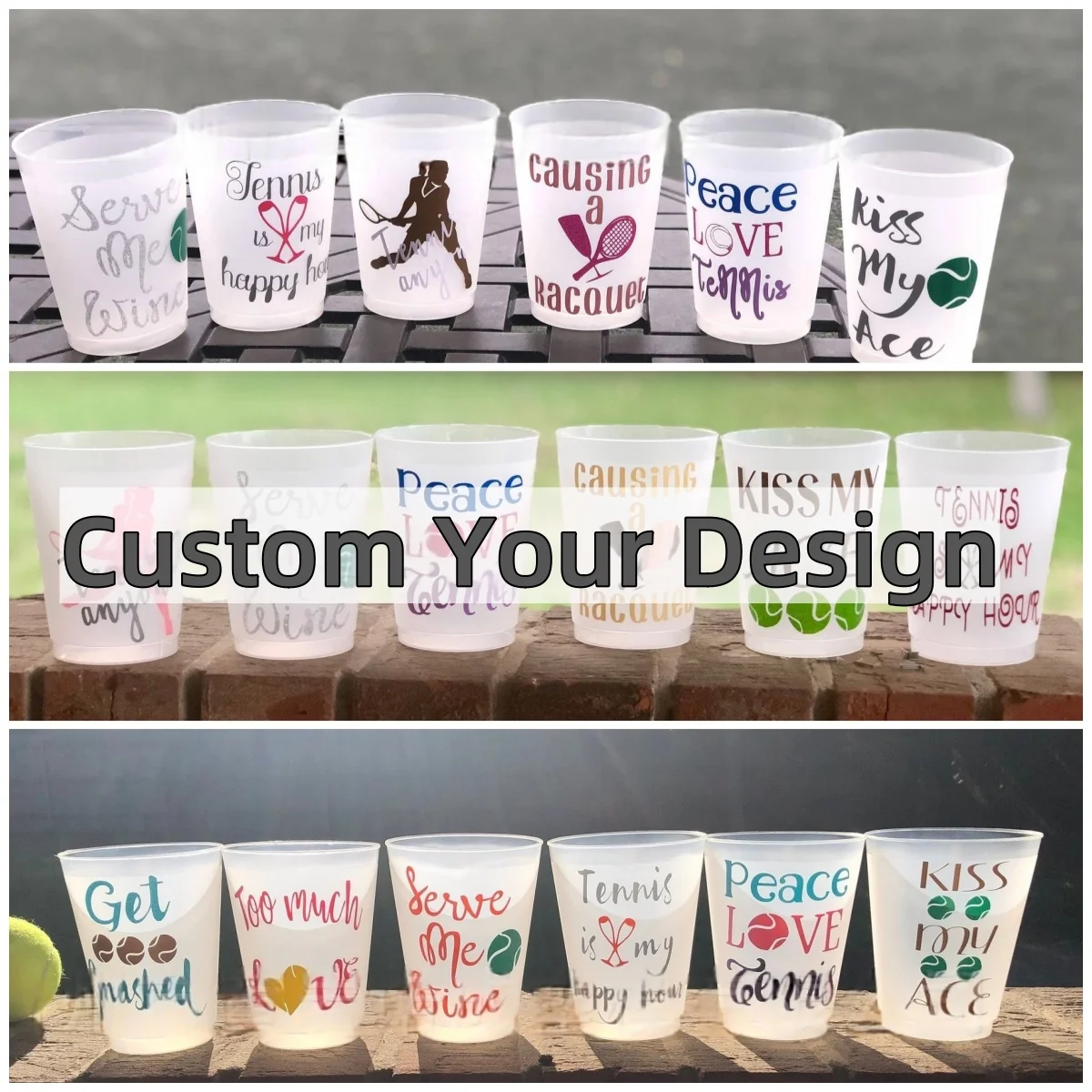 Custom Designs 16oz Frosted Plastic Water Cup for Parties