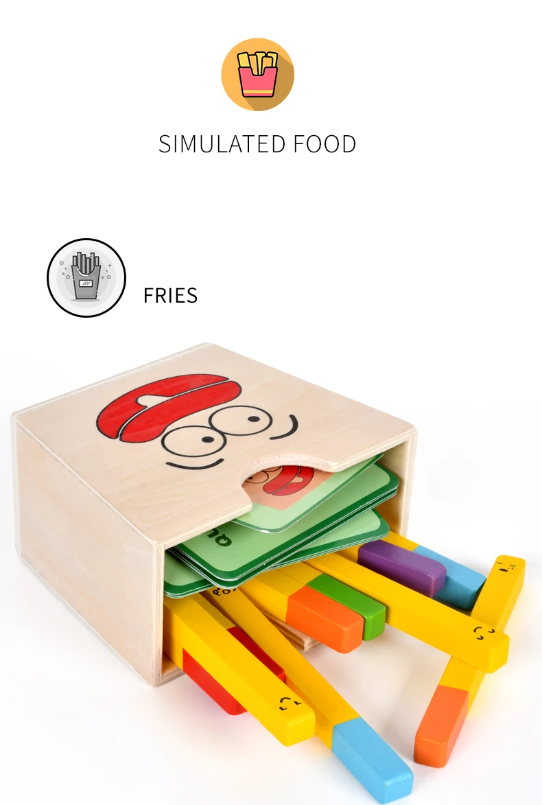 Montessori French Fries Wooden Color Sorting Game Fast Food French ...