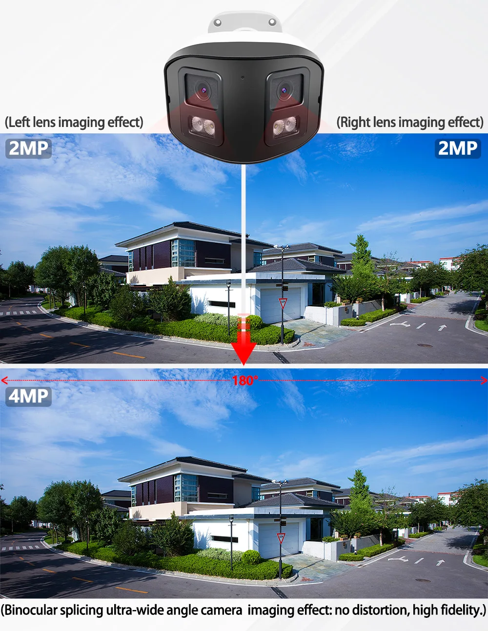 4MP Dual Lens 180 Degree Panoramic IP Camera - Colorvu