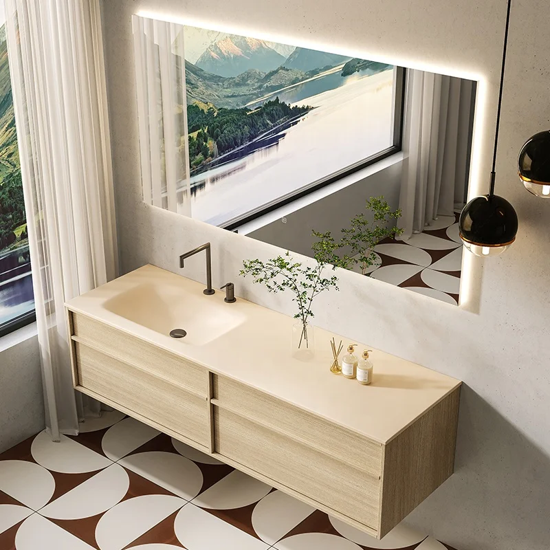 French Medieval Style Vanity Wash Basin Mirror Combination Solid Wood ...