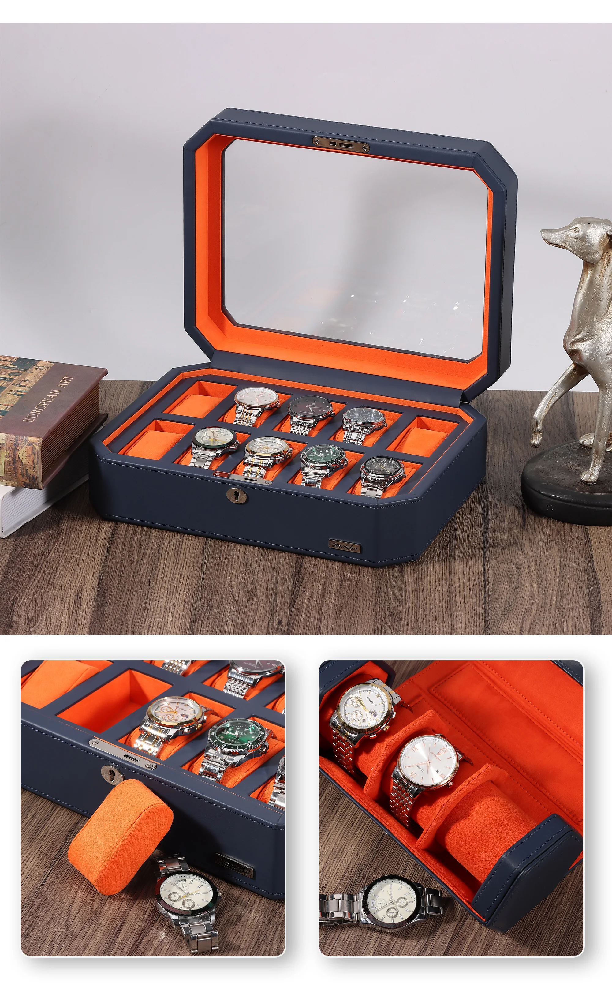 Custom Luxury Leather Watch Box - 10 Travel & 40mm Organizer