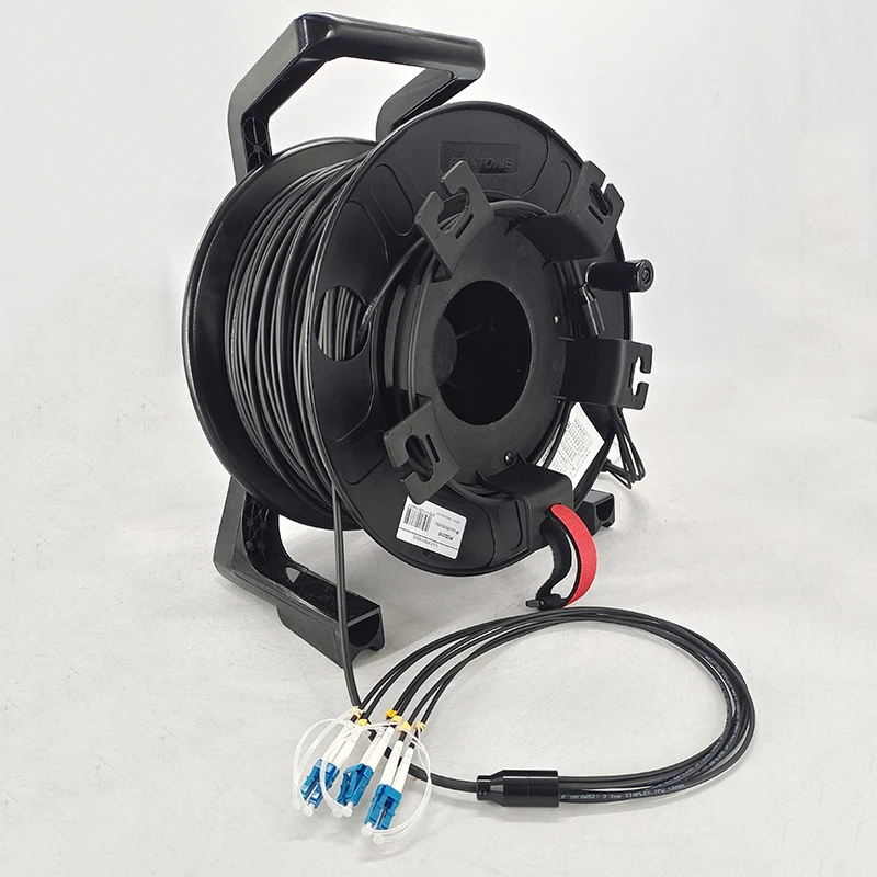 Portable retractable fiber optic cable reel with length 100M 200M 500M ...