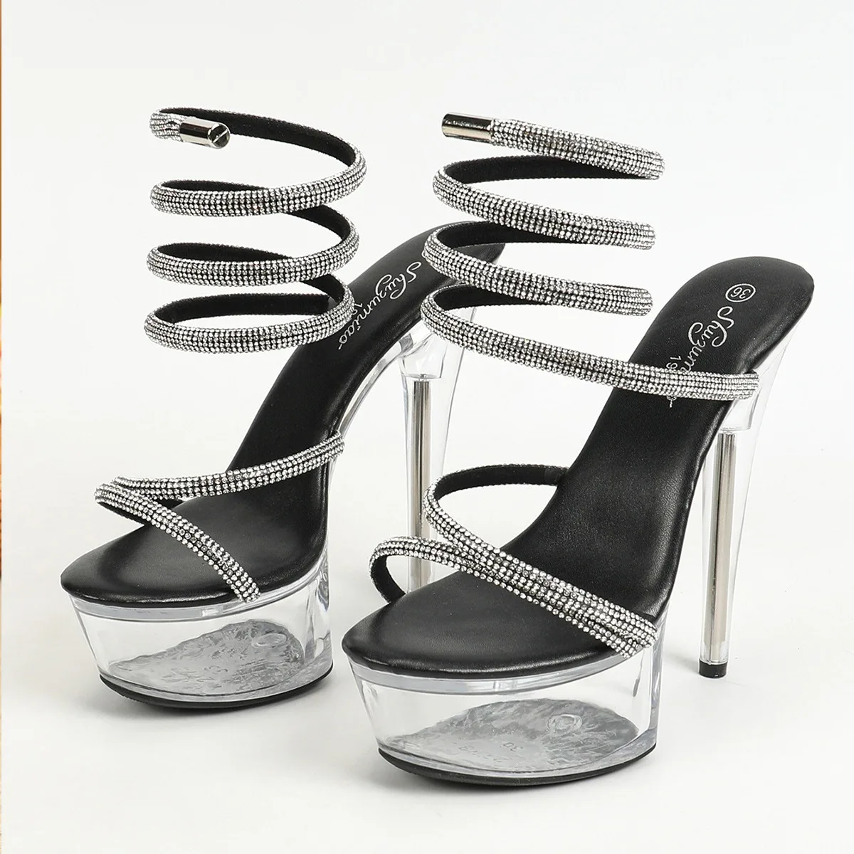 Pdep 2024 Crystal Thin Heel Transparent Car Model Rhinestone Chunky ...
