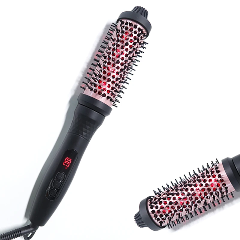 Thermal Brush Electric Hot Comb Hair Infrared Barrel Curling Comb ...