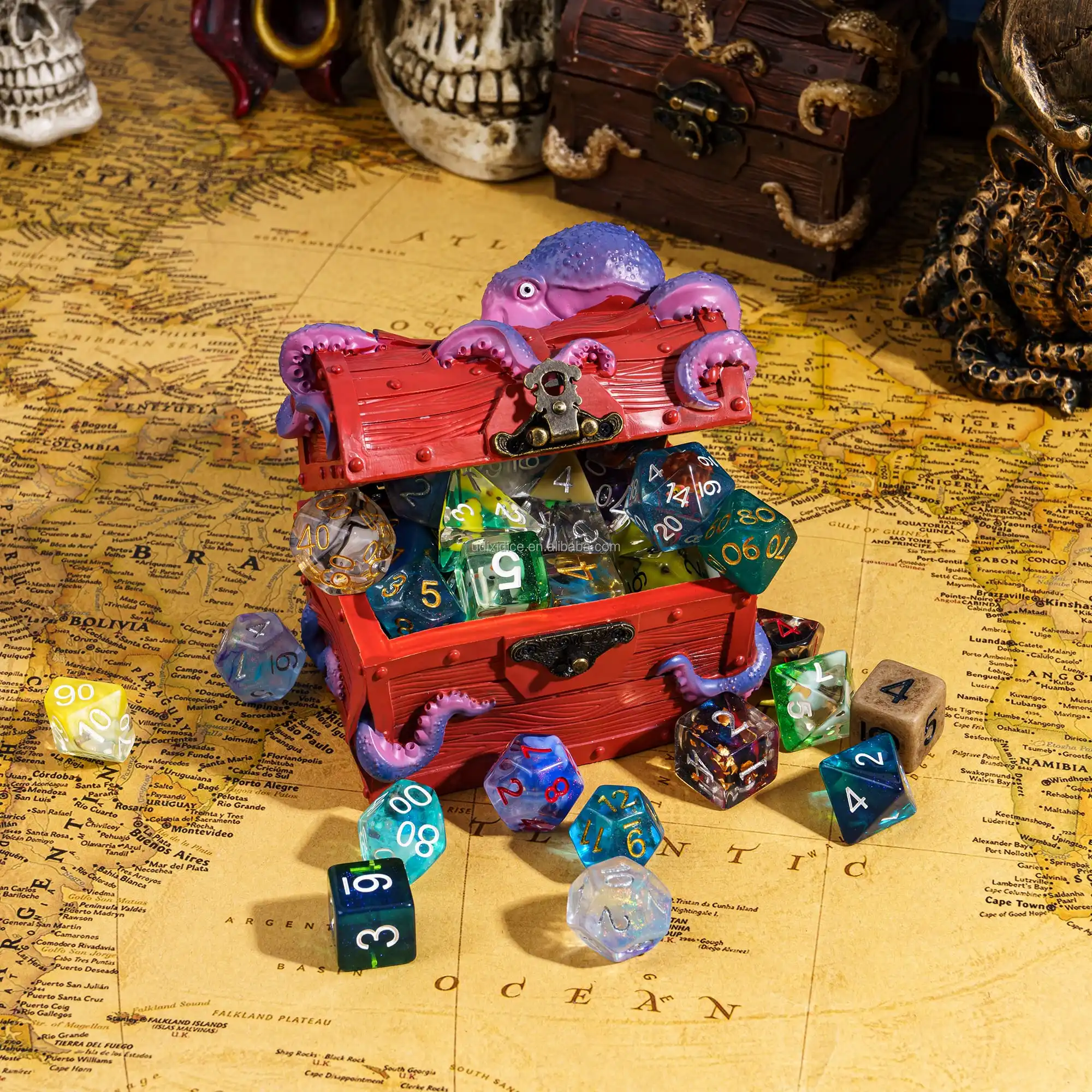 Udixi Custom Dice Box Dungeons and Dragons RPG Treasure Chest Dice Box ...