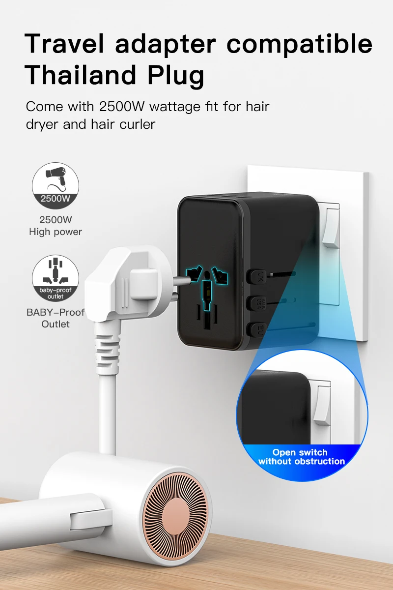 Universal Converter Power Extension International Plug Adapter Power ...