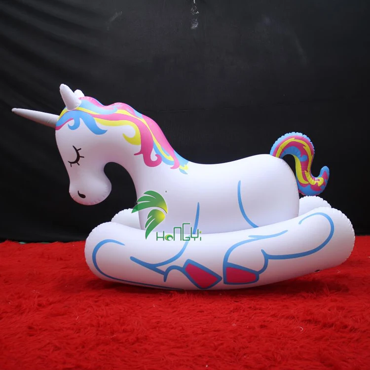 Custom Giant Inflatable Tube Rider Rainbow Unicorn Inflatable Ride-On ...