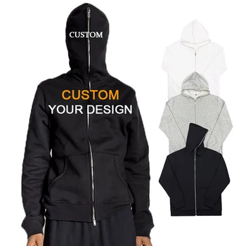 Custom 3d Puff Print Rhinestone Embroidery Zipper Sweater Coat Full ...