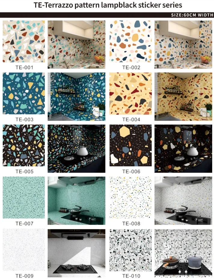 Udk Pvc 60cm Kitchen Terrazzo Stone Lampblack Sticker Waterproof & Oil ...