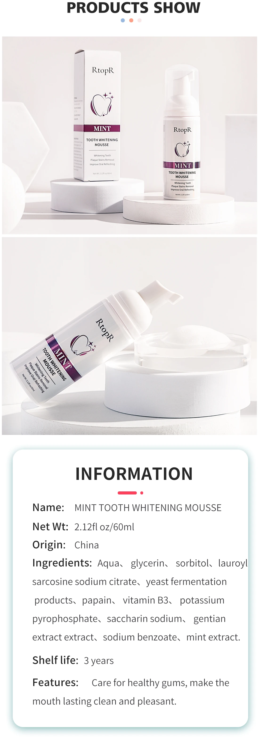 Rtopr Teeth Cleansing Whitening Mousse - Dazzle White