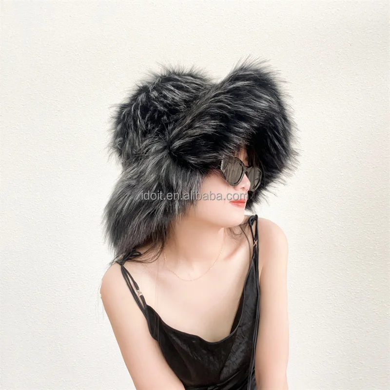IDOIT Winter Latest Fashion Designer Fluffy Faux Fur Bucket Hats Y2K ...
