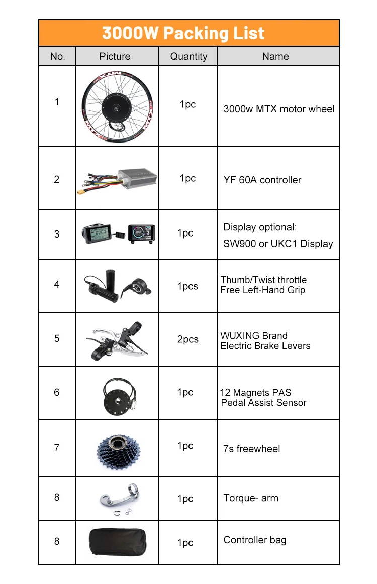 High Speed Rear MTX Wheel 48v 1000w 2000w 3000W Ebike Kits