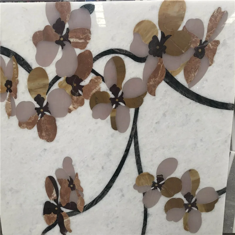 Flower Inlay Maeble Tiles Waterjet Entrance Floor Pattern Medallion ...
