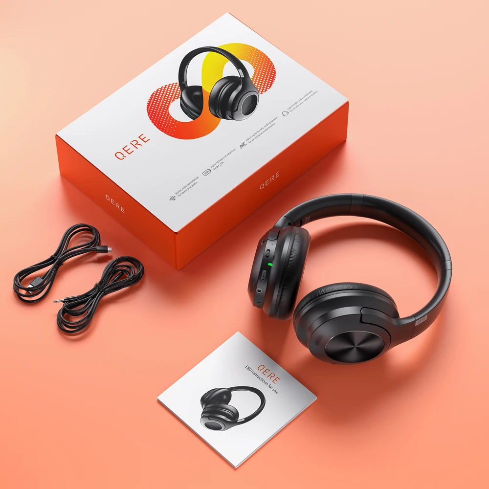 QERE E80 Wireless Headphones - Active Noise Cancelling