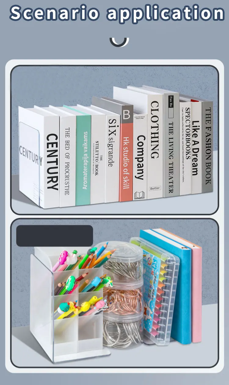 Clear Plastic L-Shaped Bookshelf Storage Display Book Stand