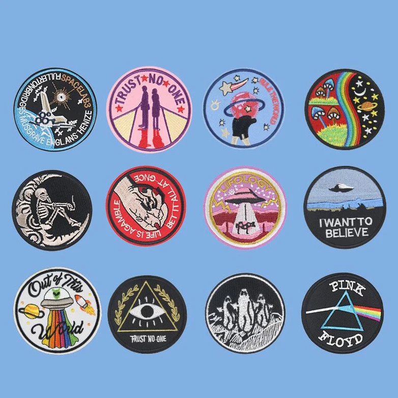 Stock High Quality Colorful Plane Space Ufo Embroidered Patches Custom ...