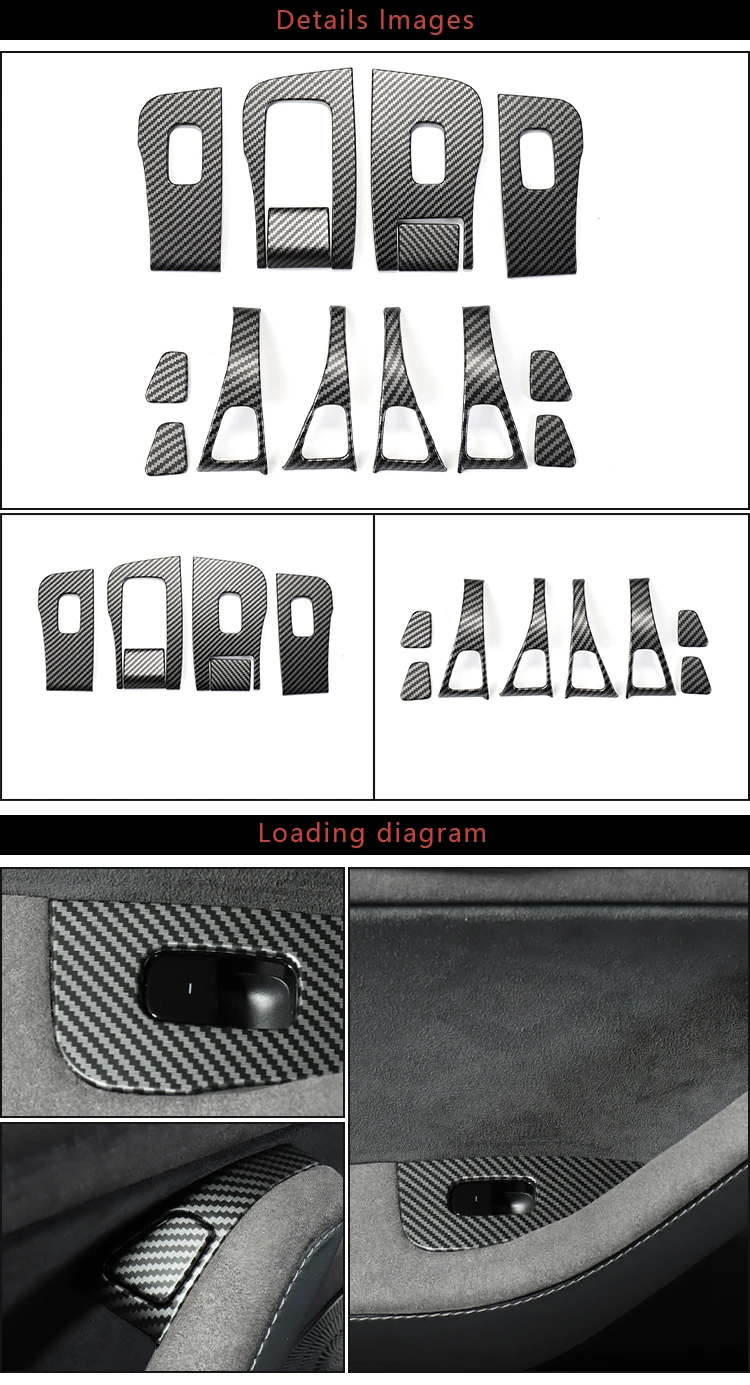 Abs Matt Carbon Window Door Switch Kit Interior Trims 14 Pcs Lhd Only ...