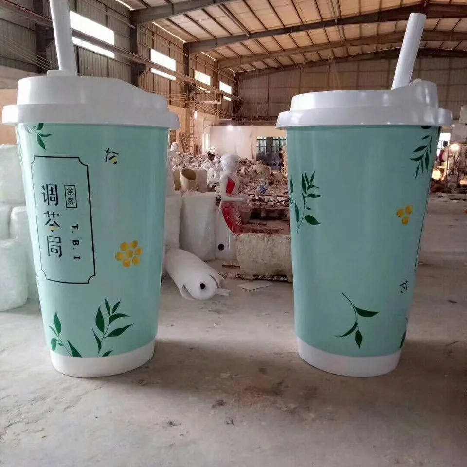 Outdoor Custom Design Advertising Oversize Fiberglass Bubble Tea Cup ...