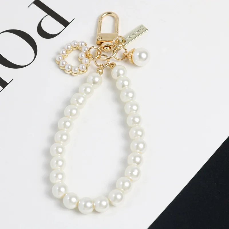 Pearls Beaded Alloy Keychains For Women New Minimalist Car Bag ...