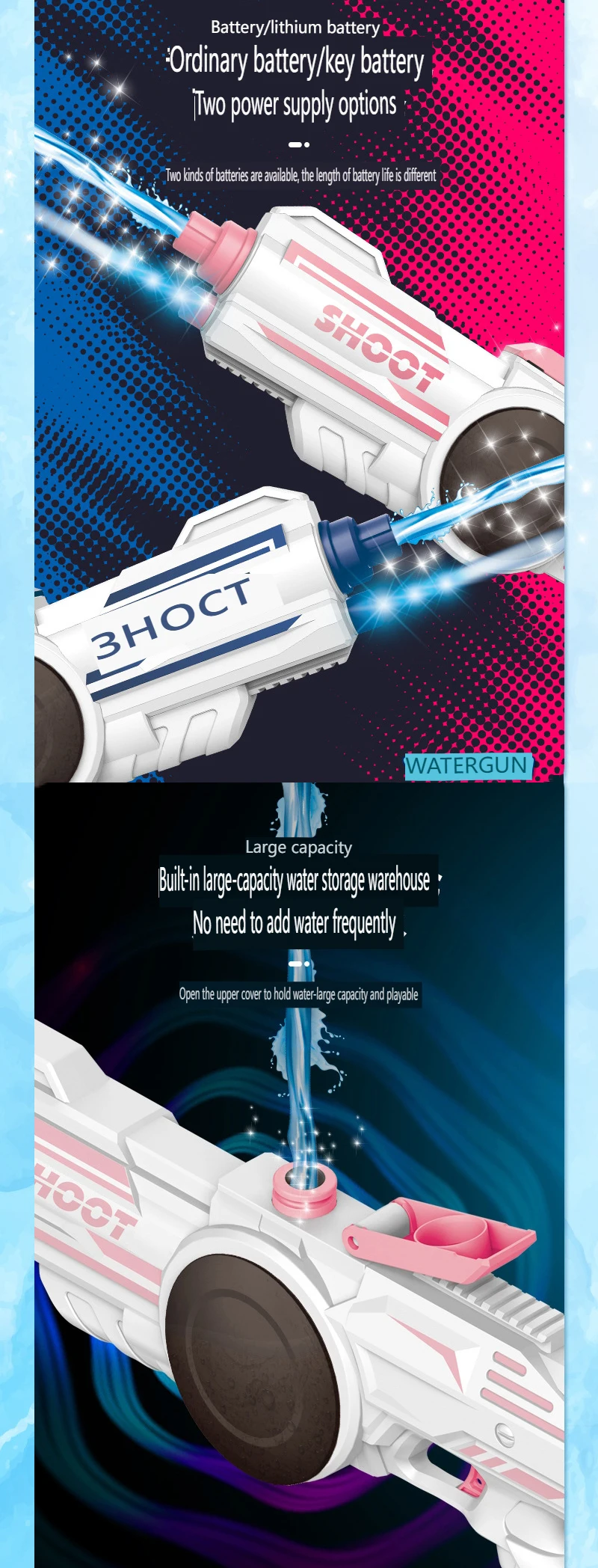 Outdoor Game Water Gun Toys Children Large Capacity Water Blaster Gun ...