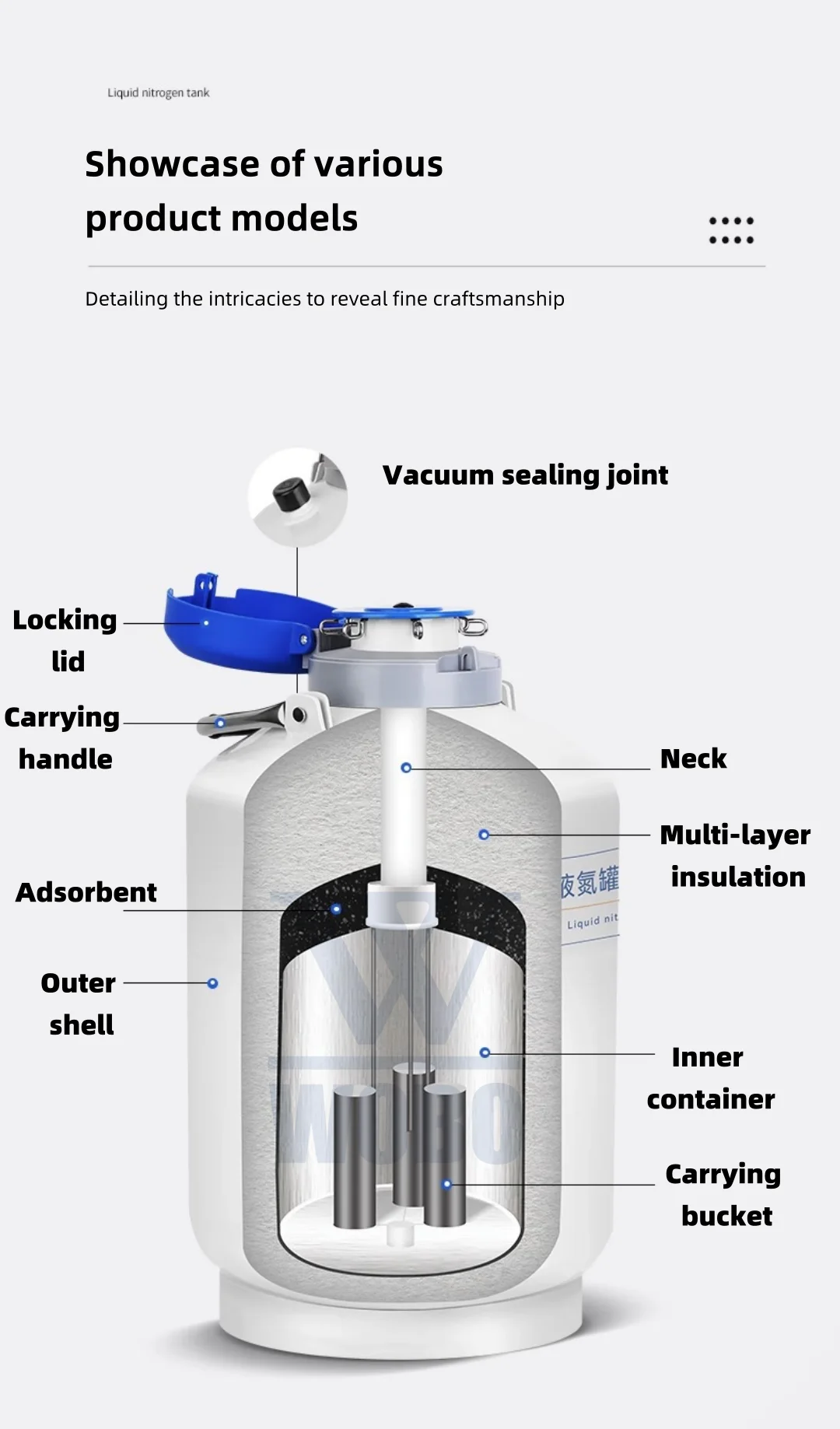 Compact Size Cryogenic N2 Storage Container YDS-35B 35L Transportation ...