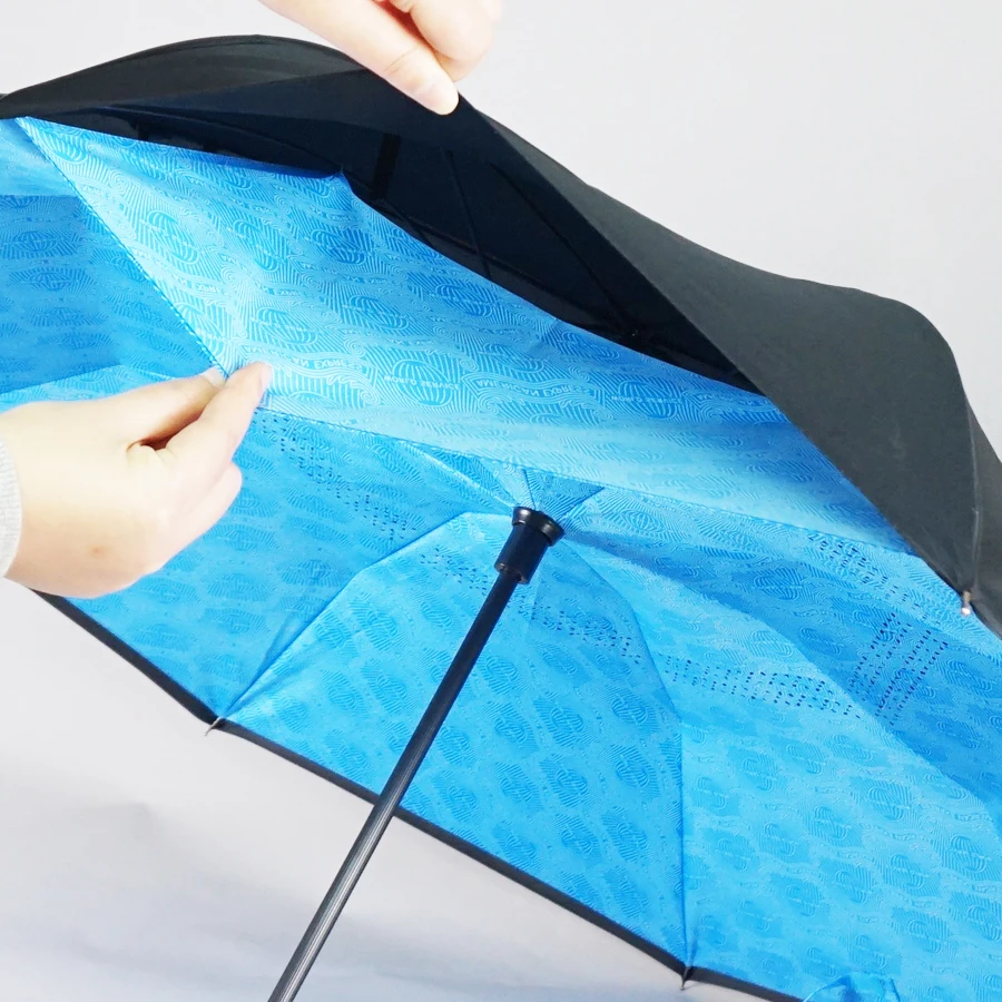 Customizable Double Layer Inverted Car Umbrella with Logo – Windproof C ...