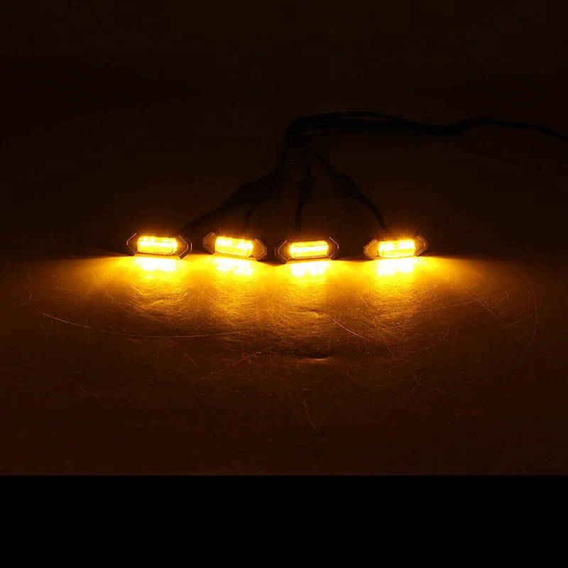 4pcs Amber Yellow Led Light Offroad Car Grille Led Light Pickup Truck ...