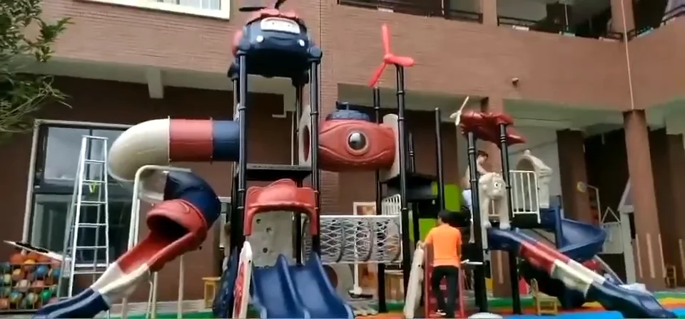 Real Airplane Playground Triple Slide Large Play Structure For Park And ...